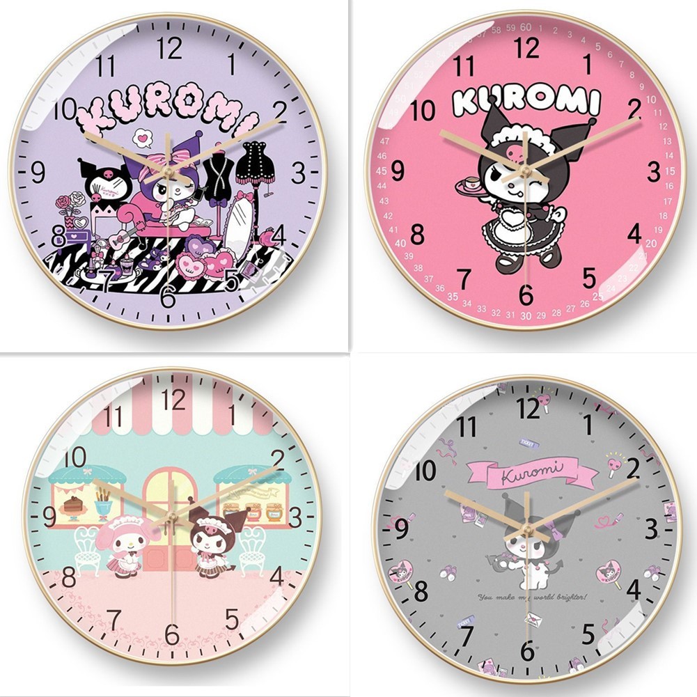 20CM Kawaii Anime Sanrio Kittys Kuromi Wall Clock Cartoon Child Bedroom ...