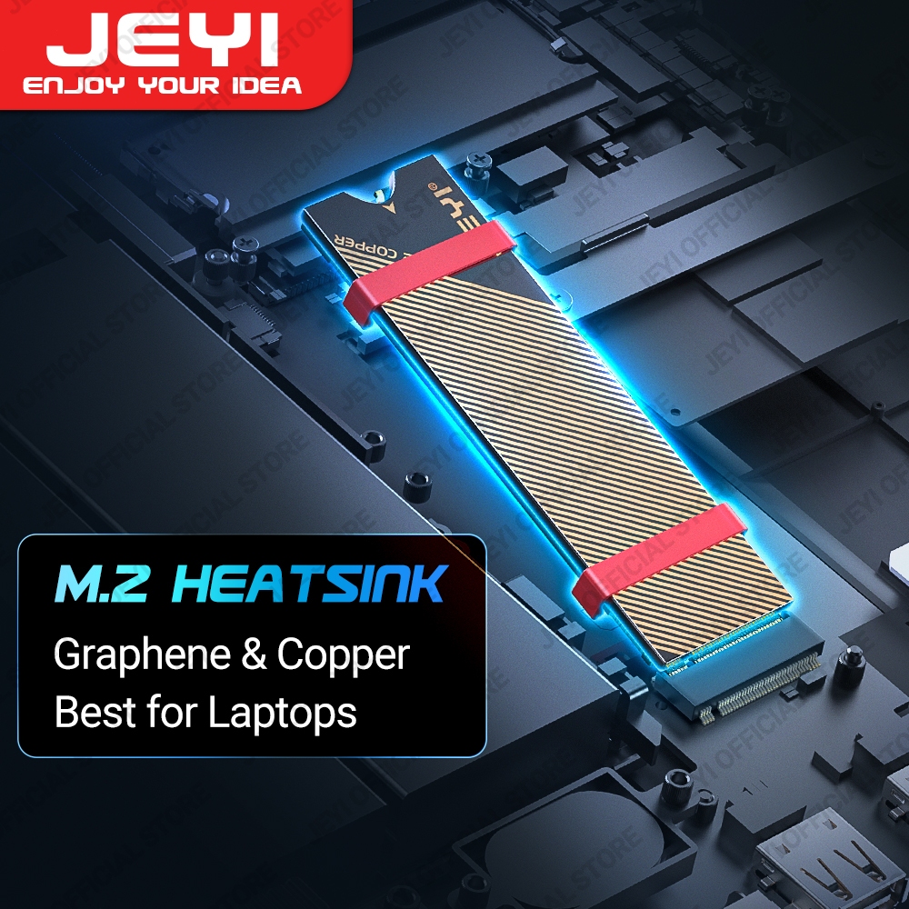JEYI M.2 Copper SSD Heatsink with Graphene Layer, M2 NVMe NGFF 2280 ...