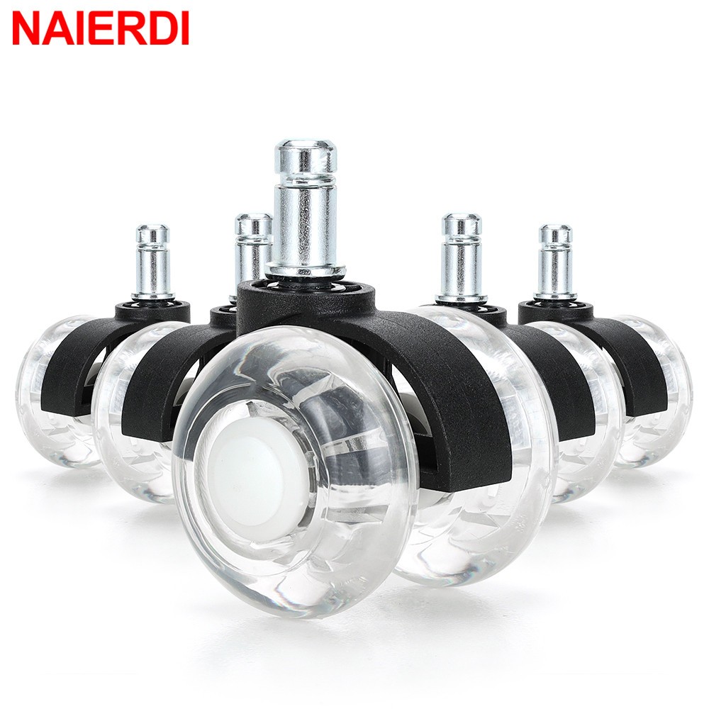 NAIERDI 5 Pieces Office Chair Caster 2" Replacement Rubber Chair Wheels ...