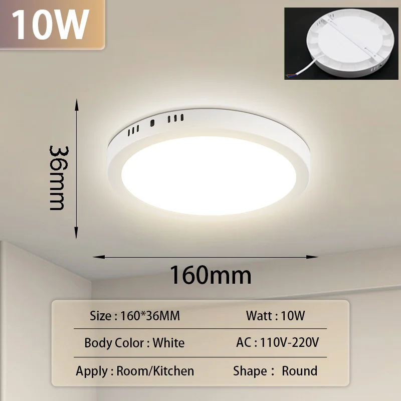 CANMEIJIA Ceiling Surface Mounted LED Panel Light Square Round Lamp 10w ...