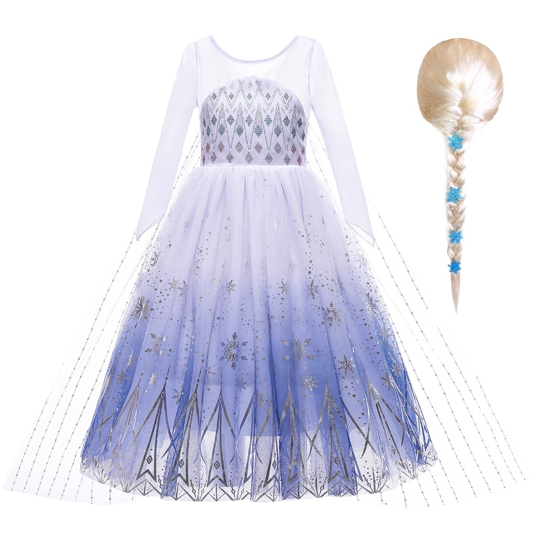 Frozen Dress for Girl Kids Elsa Dress Long Sleeve Gauze Princess Party ...