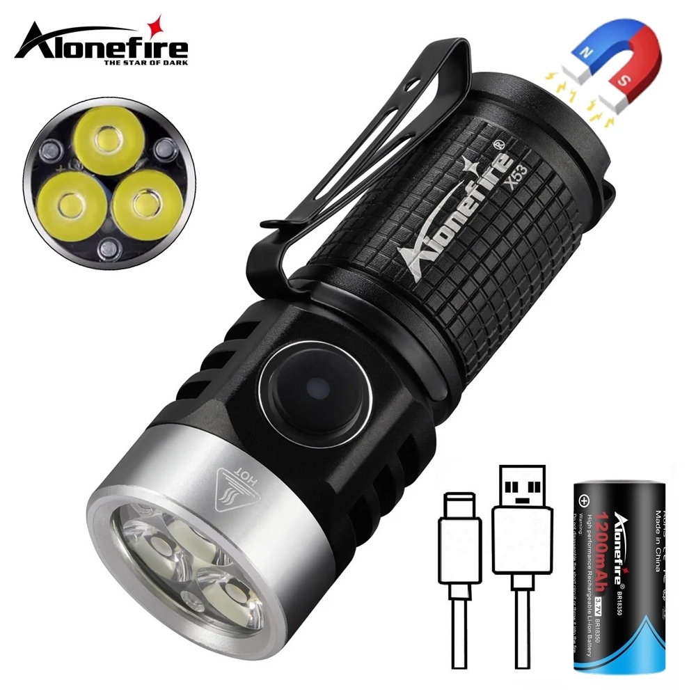 Alonefire 6500K Mini 3x Led Palm Small Flashlight Bright Rechargeable ...