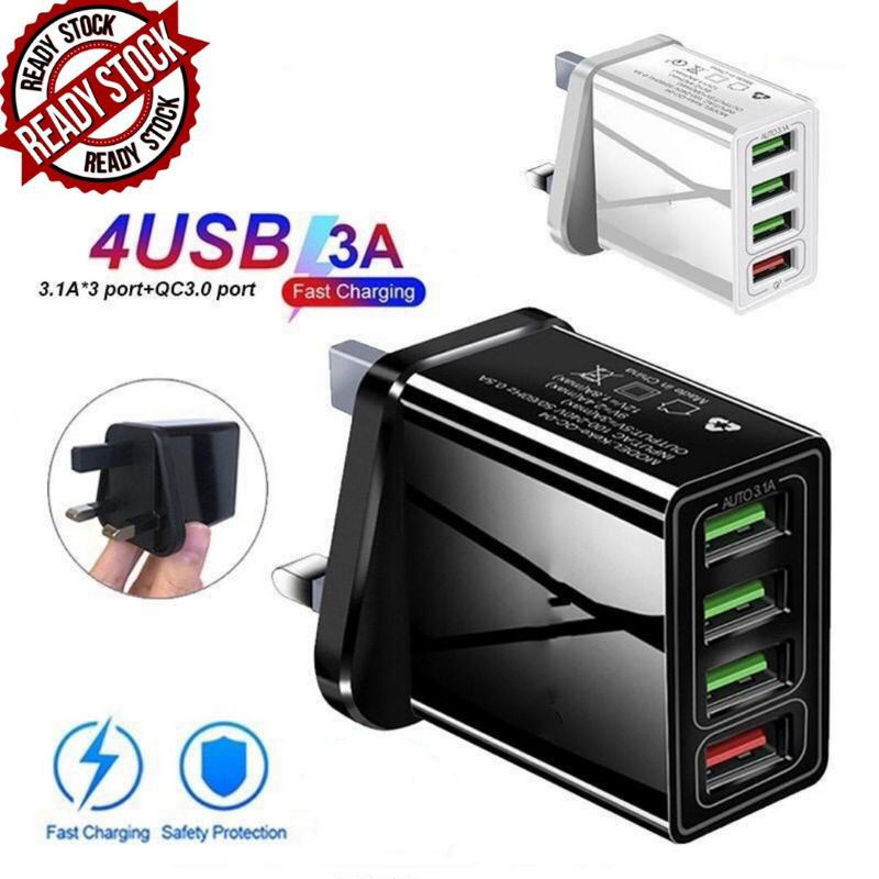 【READY STOCK】Fast Charger QC 3.0 3 Port USB / 4 Port USB 30W Quick ...