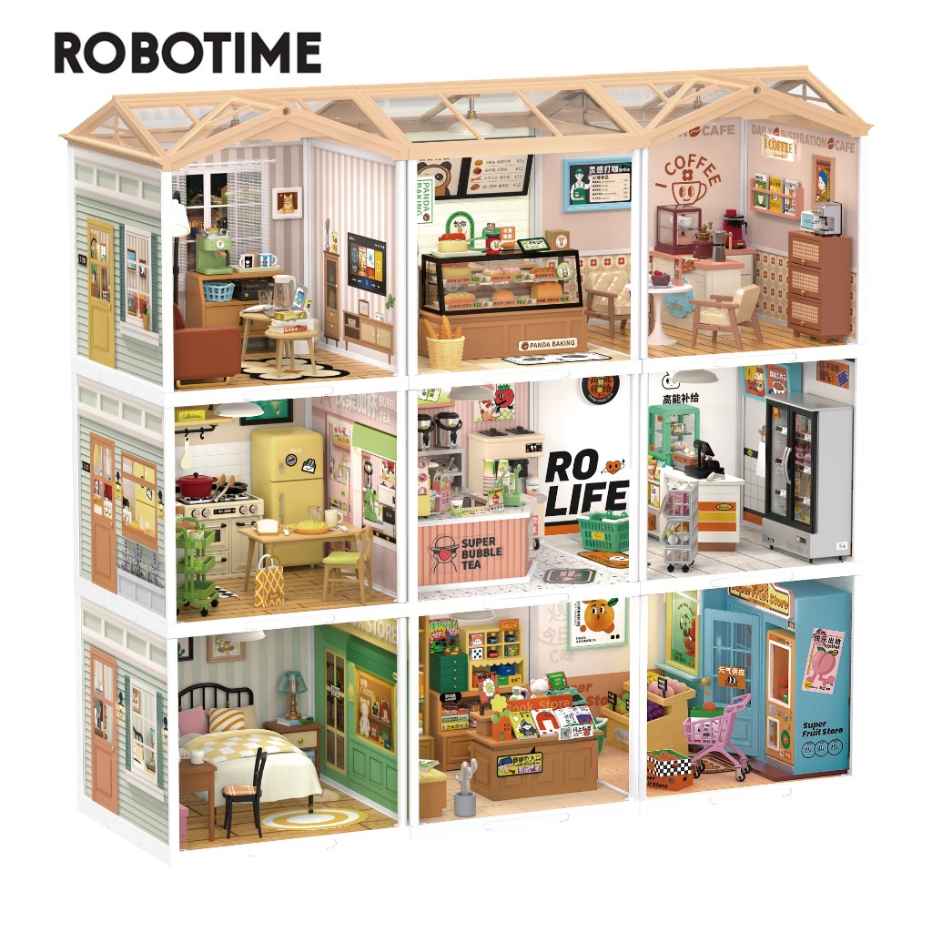 Robotime Rolife Super Creator Plastic Diy Mini Dollhouse 1:24 House LED ...