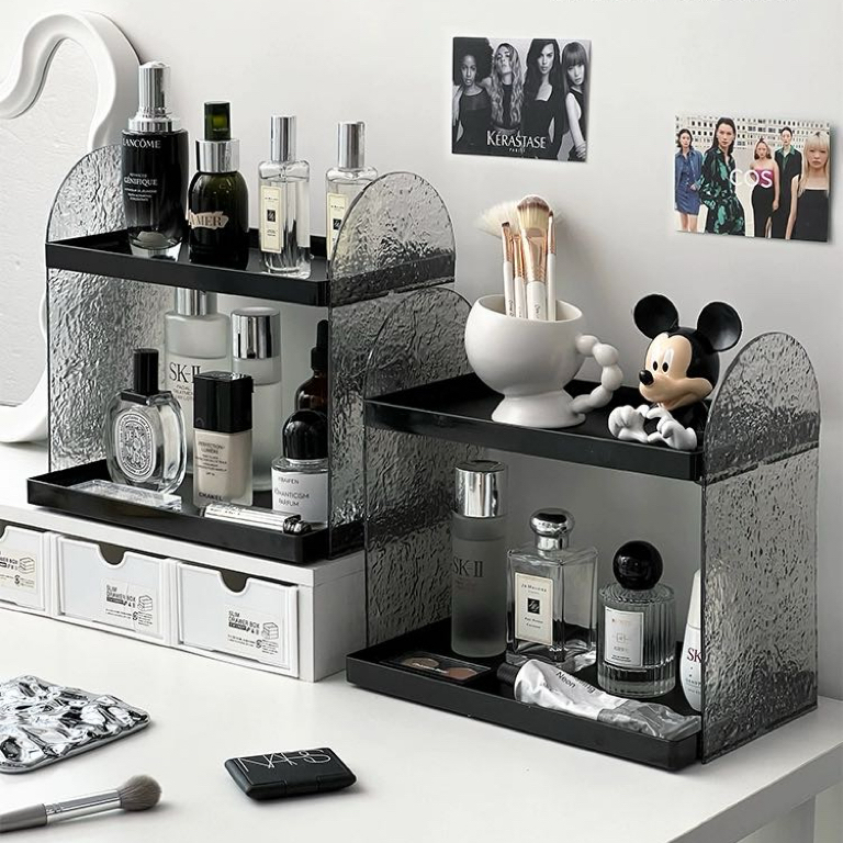 Desktop Makeup Organizer Double Layer Household Dresser Lipstick ...