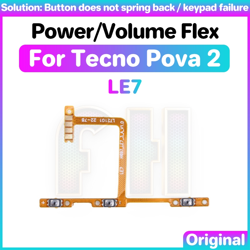 Power Volume button flex For Tecno POVA 2 LE7 Switch ON OFF Key Mute ...