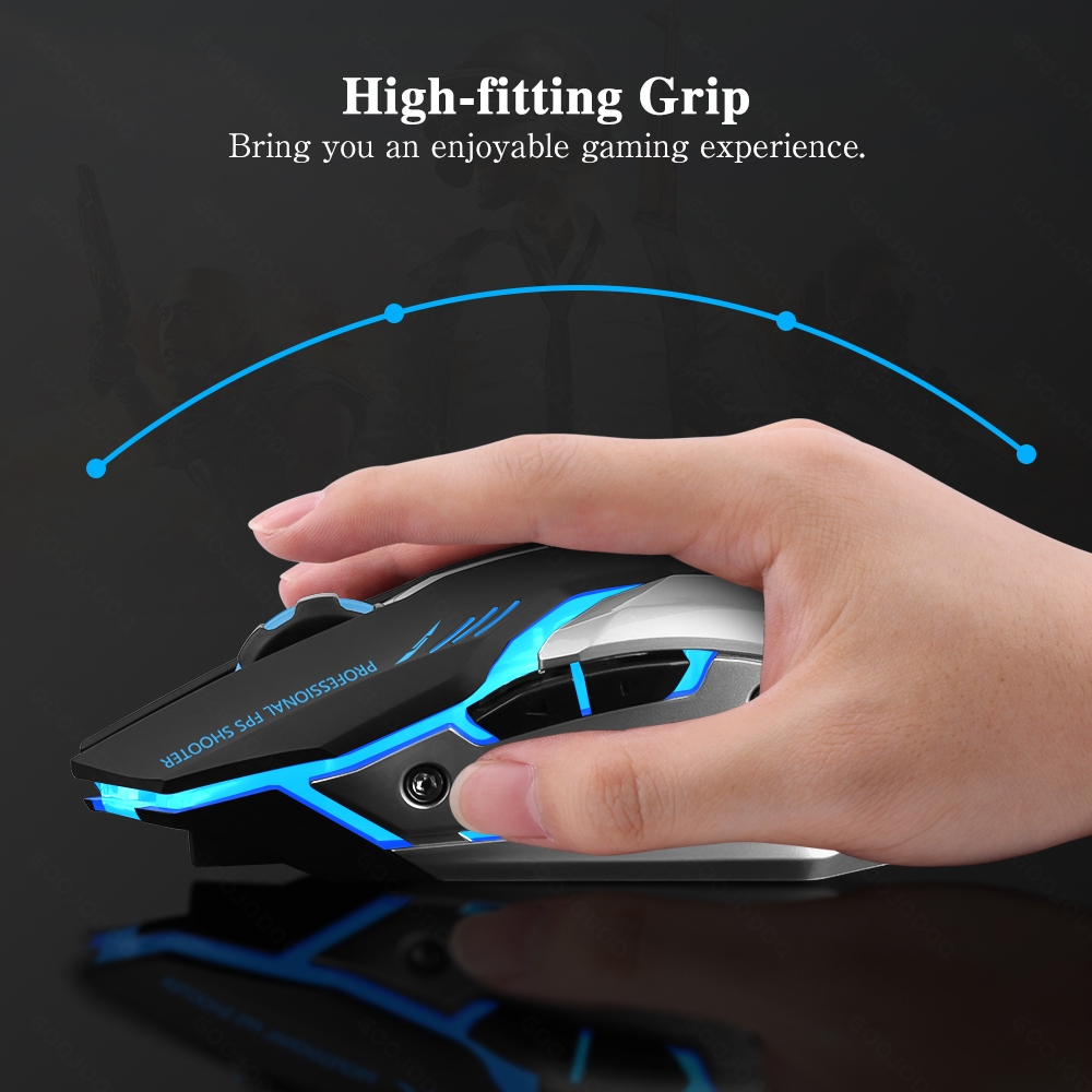 GOOJODOQ Gaming Mouse Wireless 2400DPI Backlight Ergonomic 5 Button ...