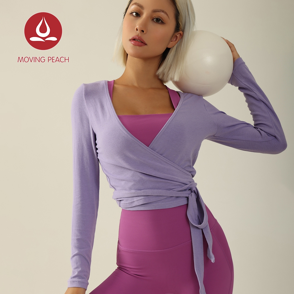 MOVING PEACH Women Yoga Fitness Long Sleeve Lightweight 2 Way Tie-up ...