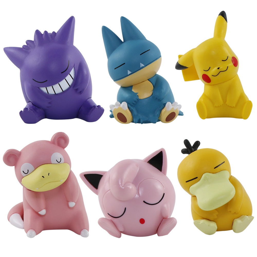 6Pcs/Set 4-5cm Anime Pokemon Figure Pikachu Gengar Slowpoke Psyduck ...
