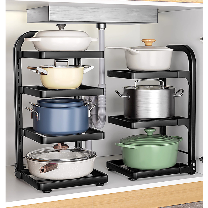 (SG STOCK)Adjustable Pot Rack Under Sink Rack Kitchen Pot Holder ...