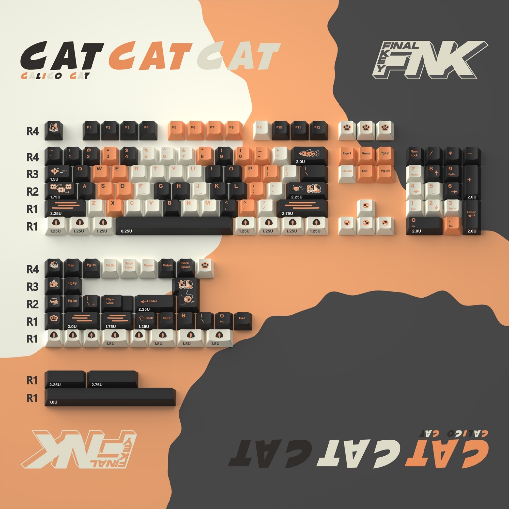 Finalkey Calico Cat Keycaps Set mechanical keyboard keycaps custom ...