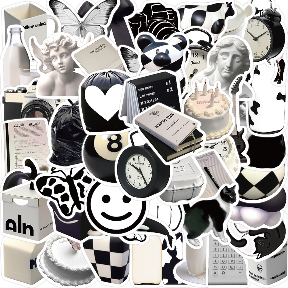 50/60Pcs/Set Nordic Classical Black & White Style Series 01 Stickers ...