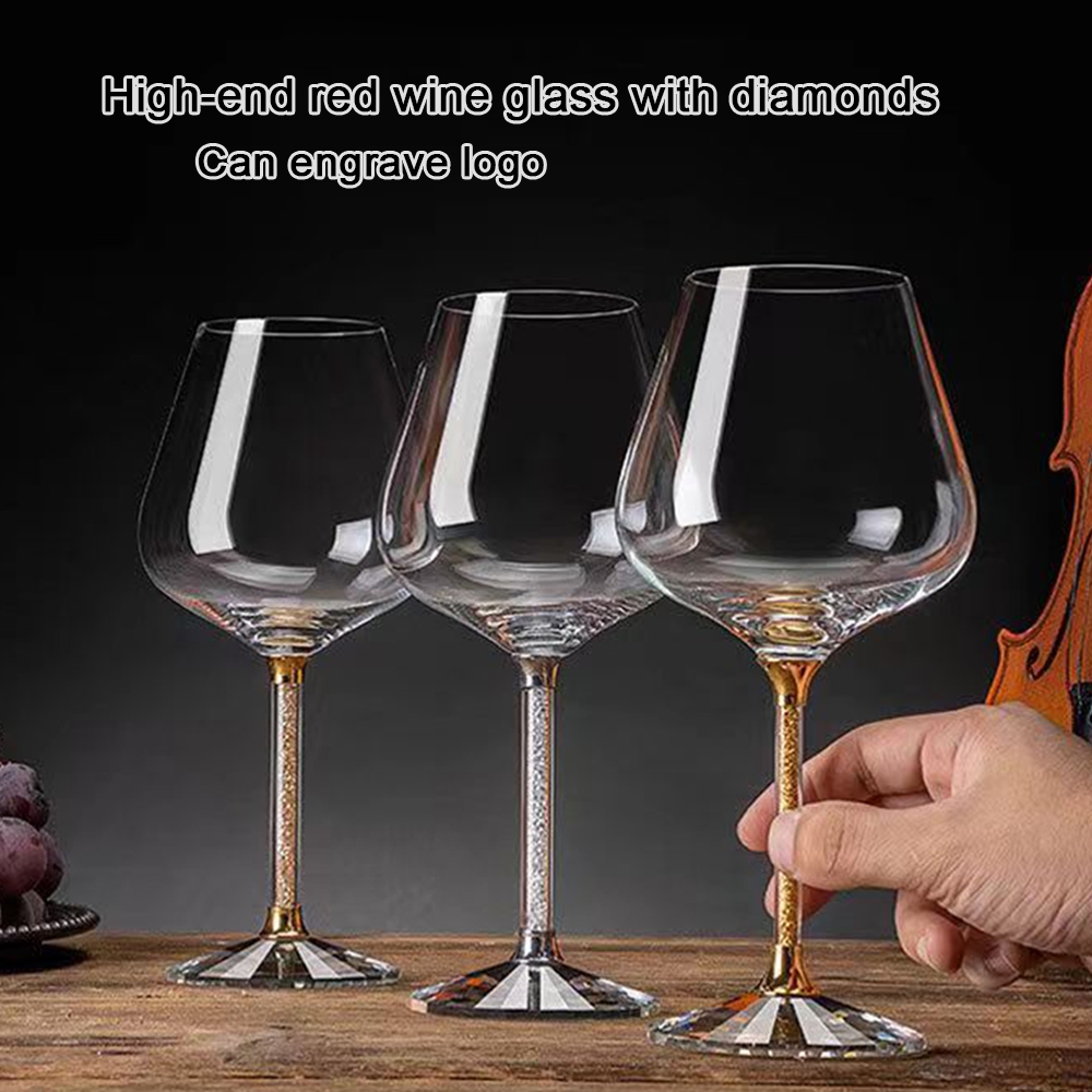 (Logo can be engraved) 460ML red wine glass with diamonds, high-end ...
