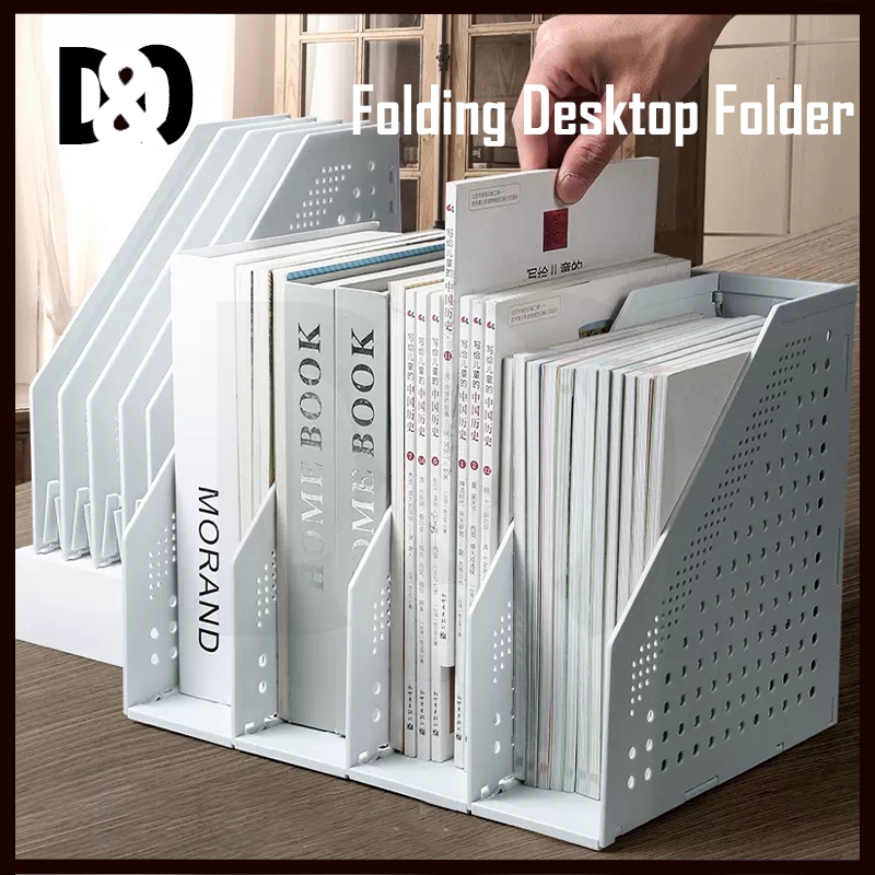 💻🔥 Folding Desktop Folder Large Capacity 4 Grid Box Magazine File Shelf ...