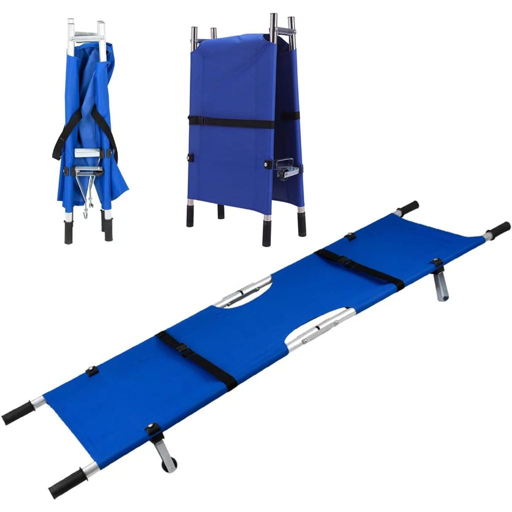 Stretcher Portable Folding Aluminum Lightweight with Trolley 2 Wheels ...