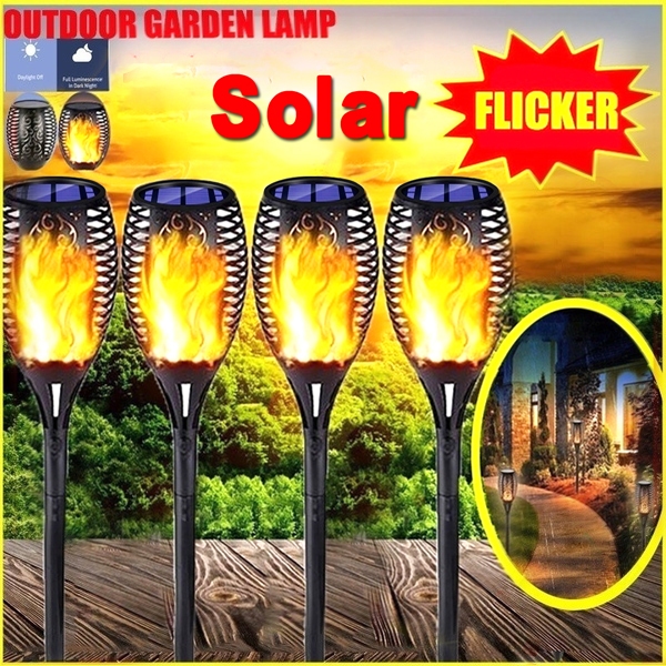 12/33 LEDs Solar Flame Lights Waterproof Outdoor Decoration Solar ...