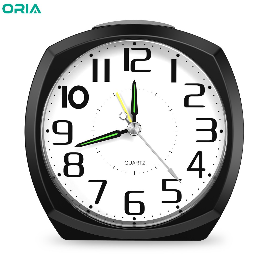 ORIA Silent Alarm Clocks Bedside Battery Powered Clock with Luminous ...