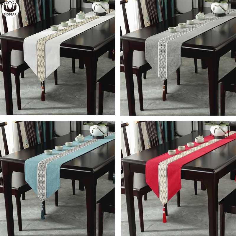 New Chinese Table Runner Cloth 4 6 8 10 Seater Cotton Linen Coffee ...