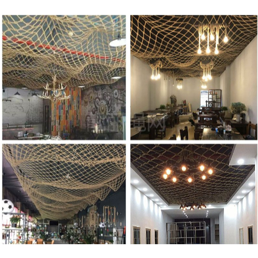 Hemp rope mesh, decorative net, ceiling net, wall hanging net, climbing ...