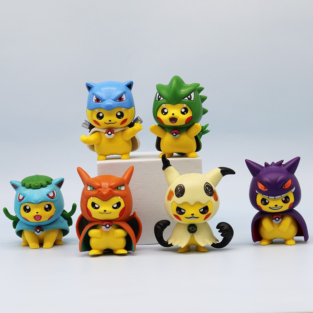 6Pcs/Set 8cm Anime Pokemon Figure Pikachu Gengar Blastoise Charizard ...