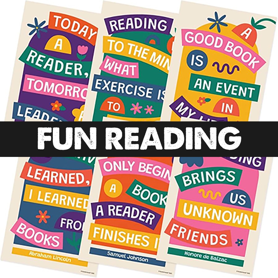 Fun Reading Poster Set, Positive Poster Wallpaper Sticker Decor ...