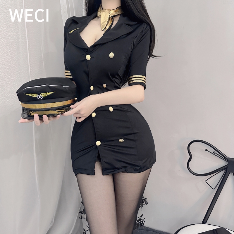 【ready Stock】weci Police Women Cosplay Stewardess Costume Army Officer