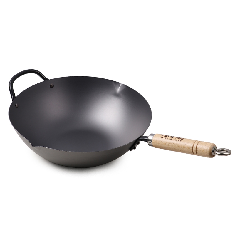 COOK-PAL Yoshikawa wok cooked iron uncoated pure iron pan non-stick pan ...