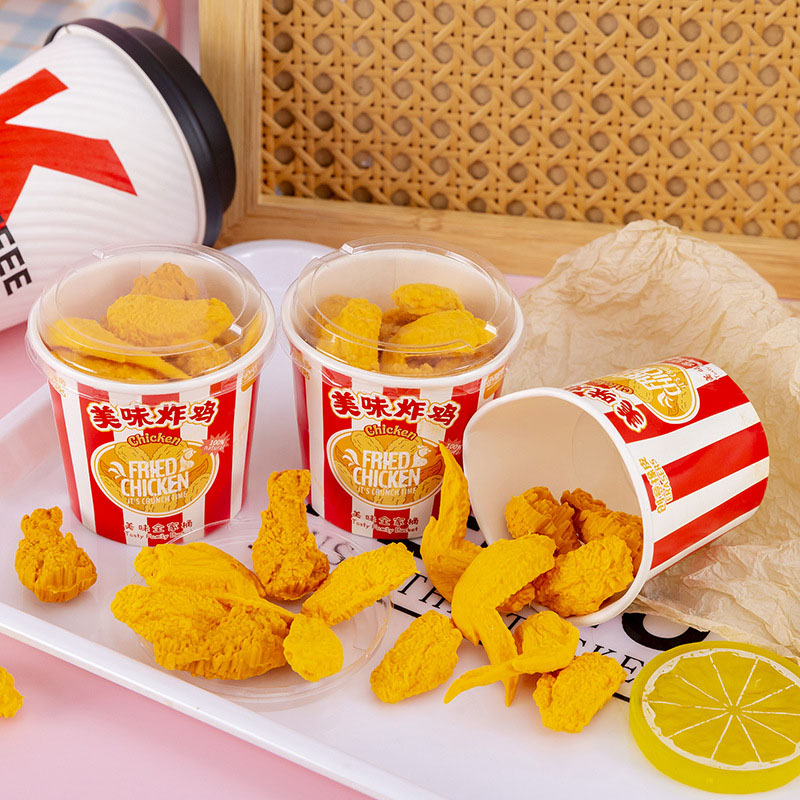 9pcs Fried Chicken Bucket Eraser Student Cute Food Shape Rubber Kid ...