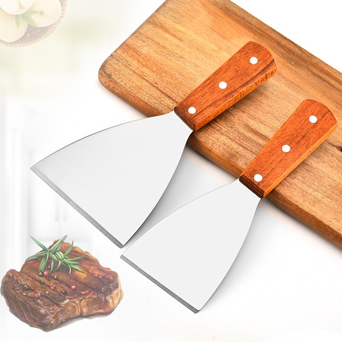 Heavy Duty Grill Scraper Stainless Steel Griddle Scraper with Wood ...