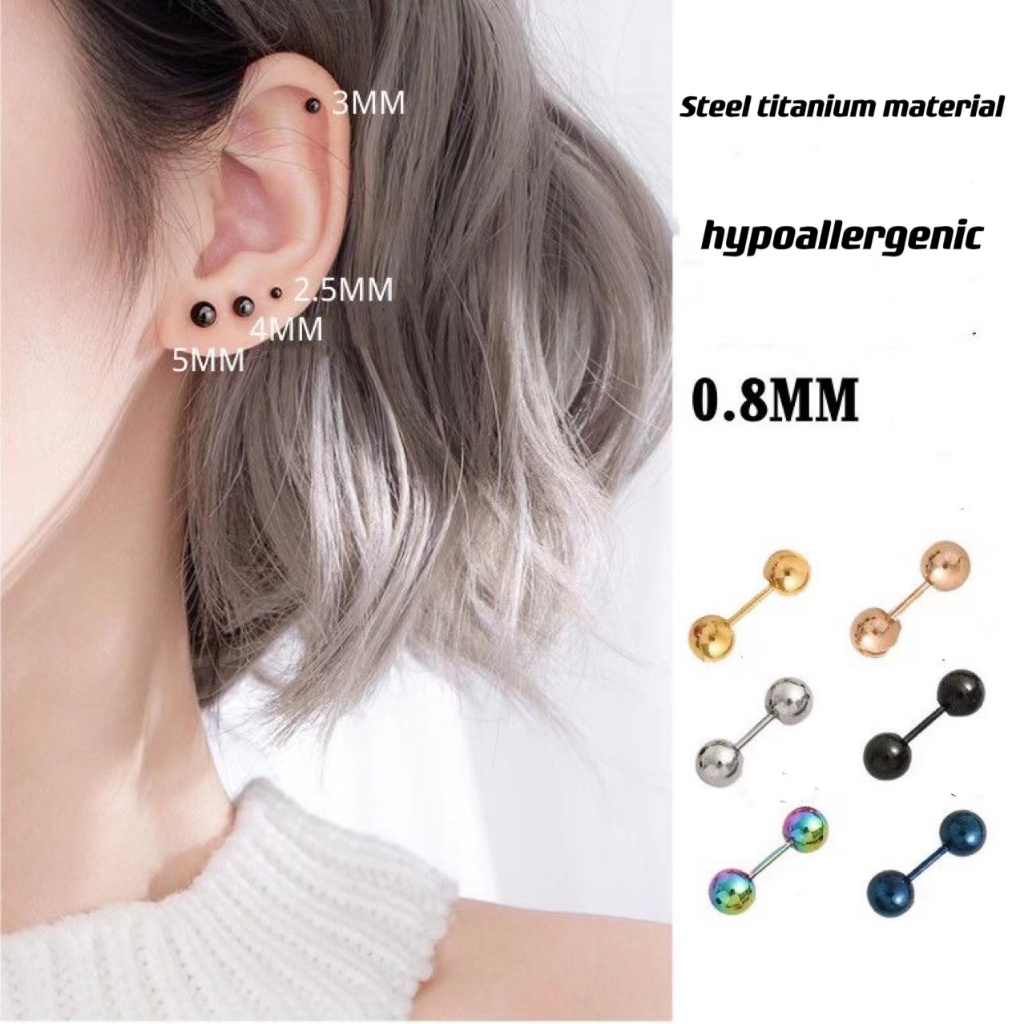 Ball Peas Earrings Mini Dumbbell Double Ball Earrings Simple ...