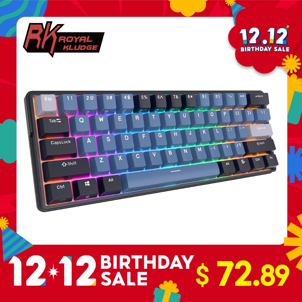 Royal Kludge RK61 PLUS RK61 RGB 3 Modes Hotswap Mechanical Keyboard Wireless Gaming Mechanica ...