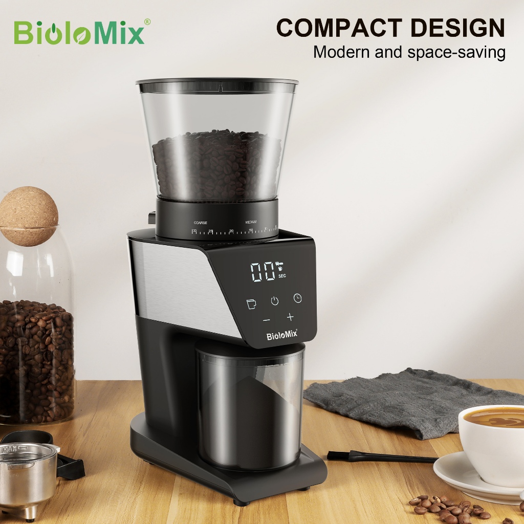 Biolomix Conical Burr Coffee Grinder with Digital Timer Display ...
