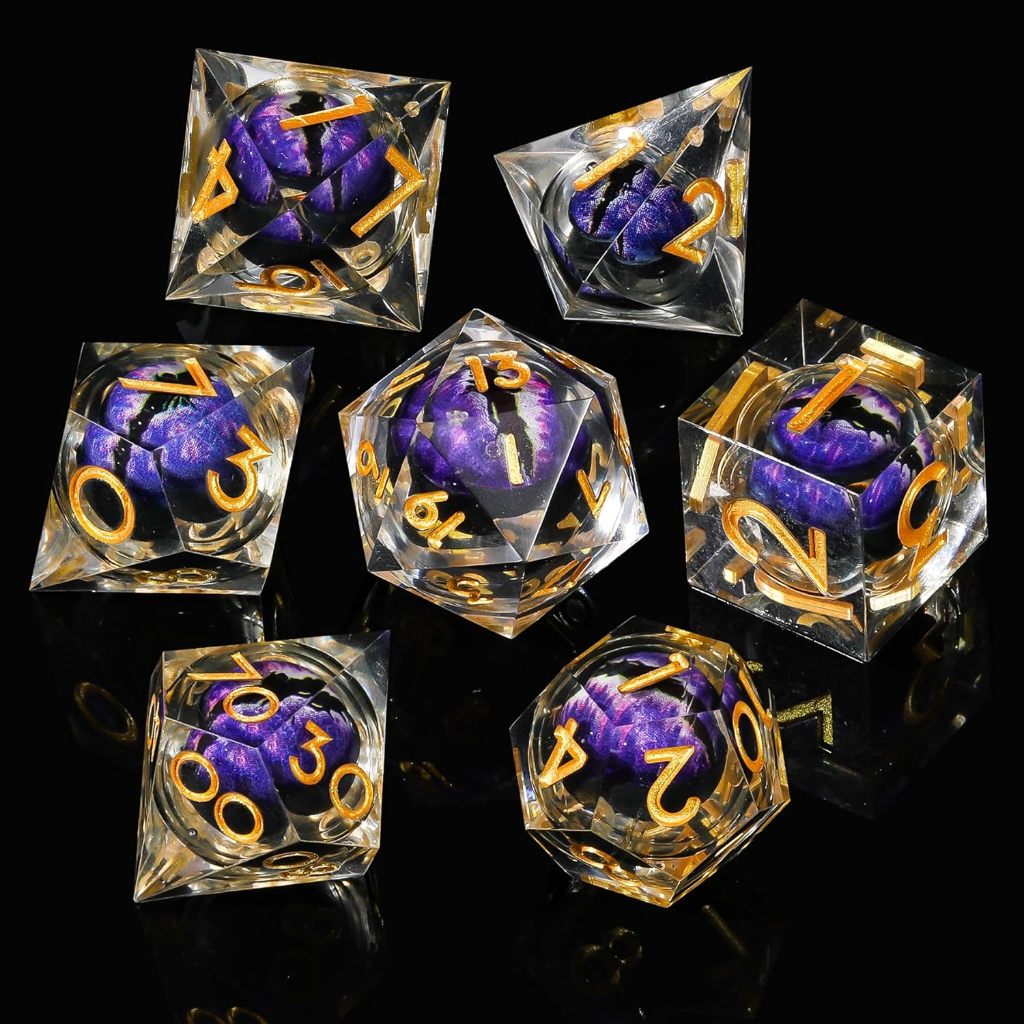 DND Dice Set 7 Piece Handmade Polyhedral Dice Dungeons & Dragons Resin ...