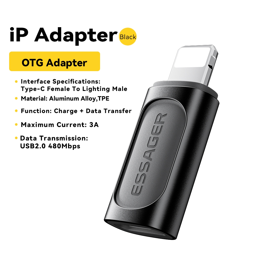Essager Type C To Ios OTG For IP Adapter 3A USB 2.0 480Mbps | Shopee ...