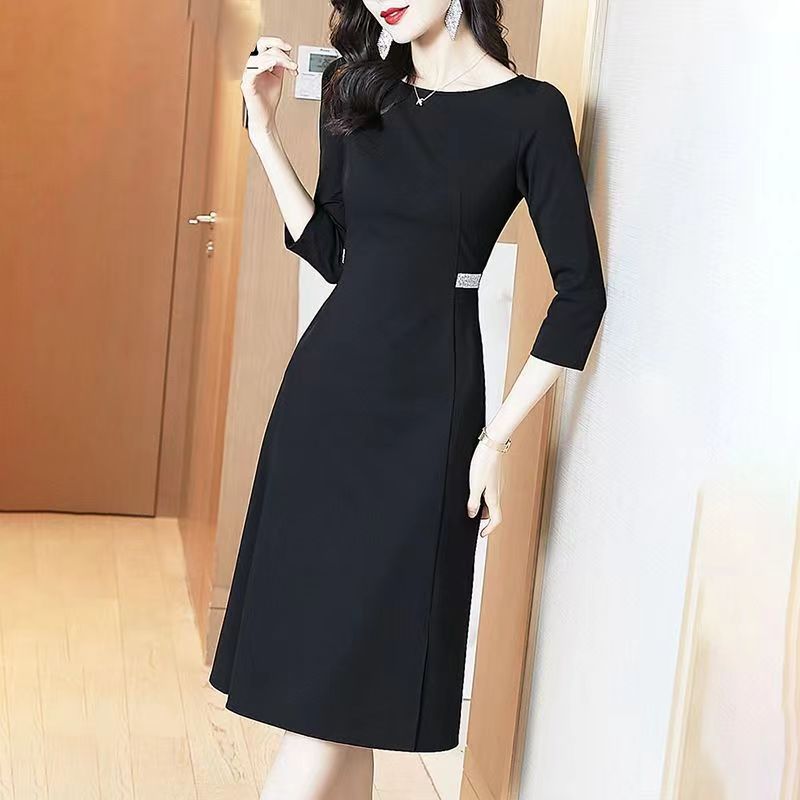 Plus Size Elegant Dress 7 Point Sleeve A Line Dress Fashion Woman Daily ...