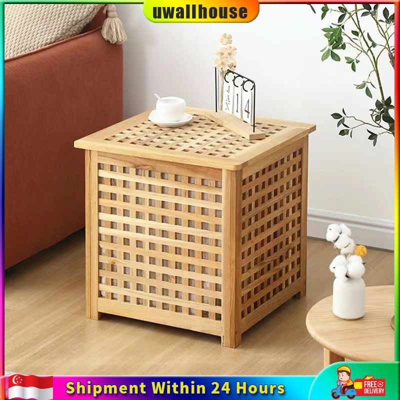 Rustic Solid Wooden Grid Bedside Cabinet Storage Cabinet Flexible Box ...
