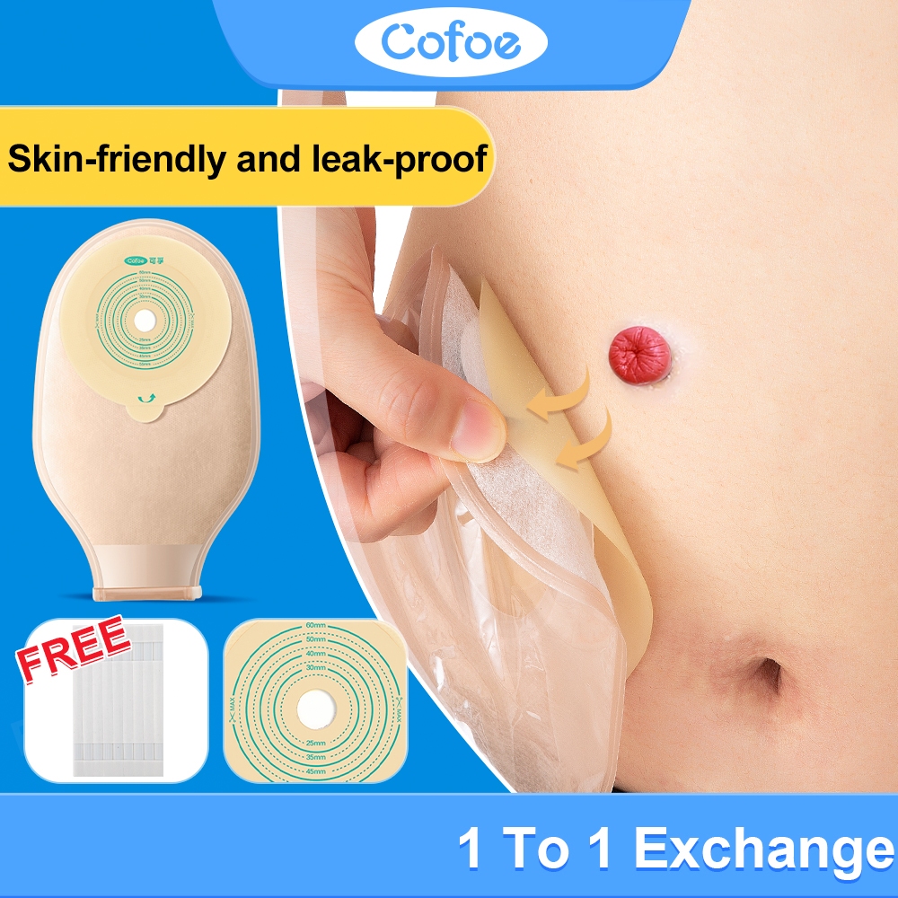 Cofoe Ostomy Bag One-piece Drainable Stoma Urinary Urostomy Colostomy Bag Cut to Fit 25-60mm ...