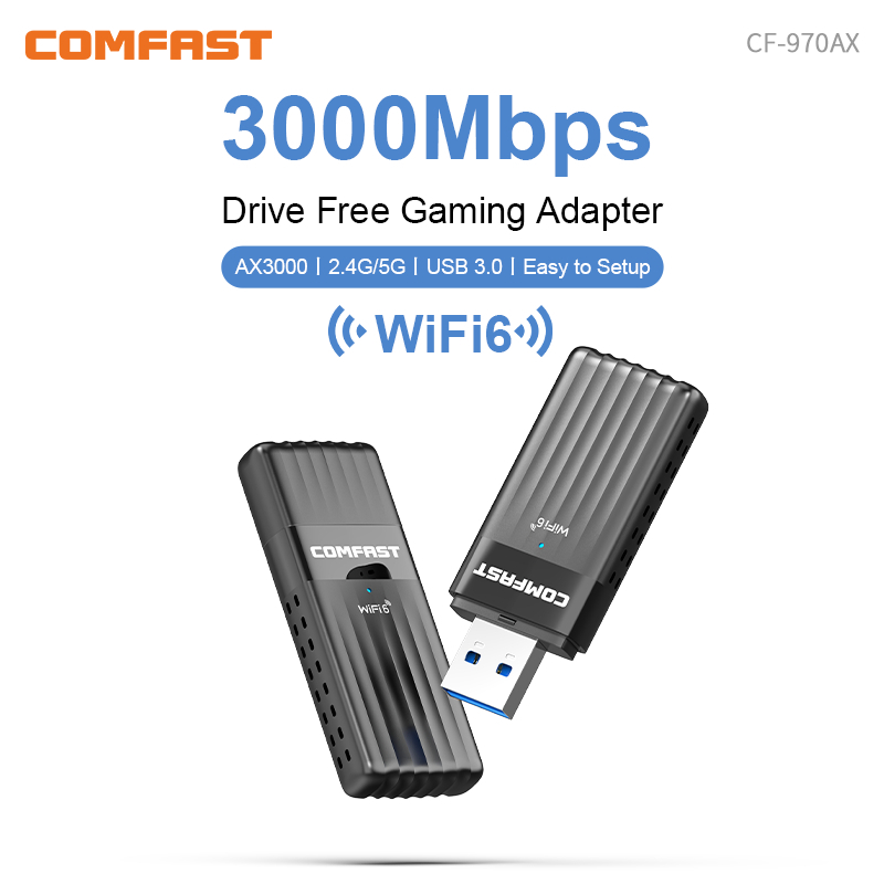 COMFAST Driver Free AX3000 WiFi 6 USB Adapter Dual Band Wireless Gaming ...