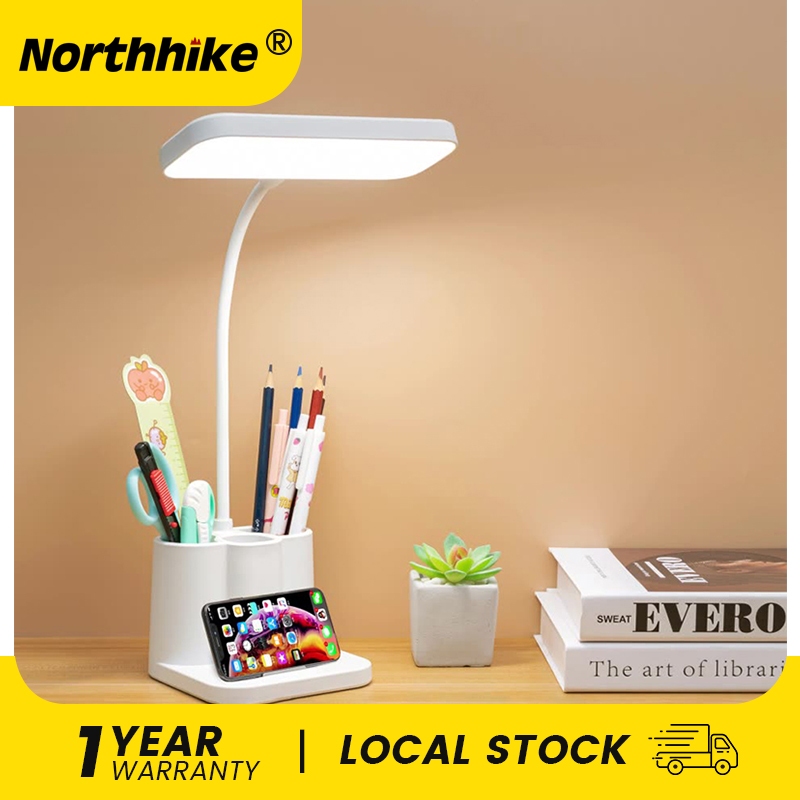 [SG Stock]LED Table Lamp With 3 Pen Holder Study Table Lamp Bedroom ...