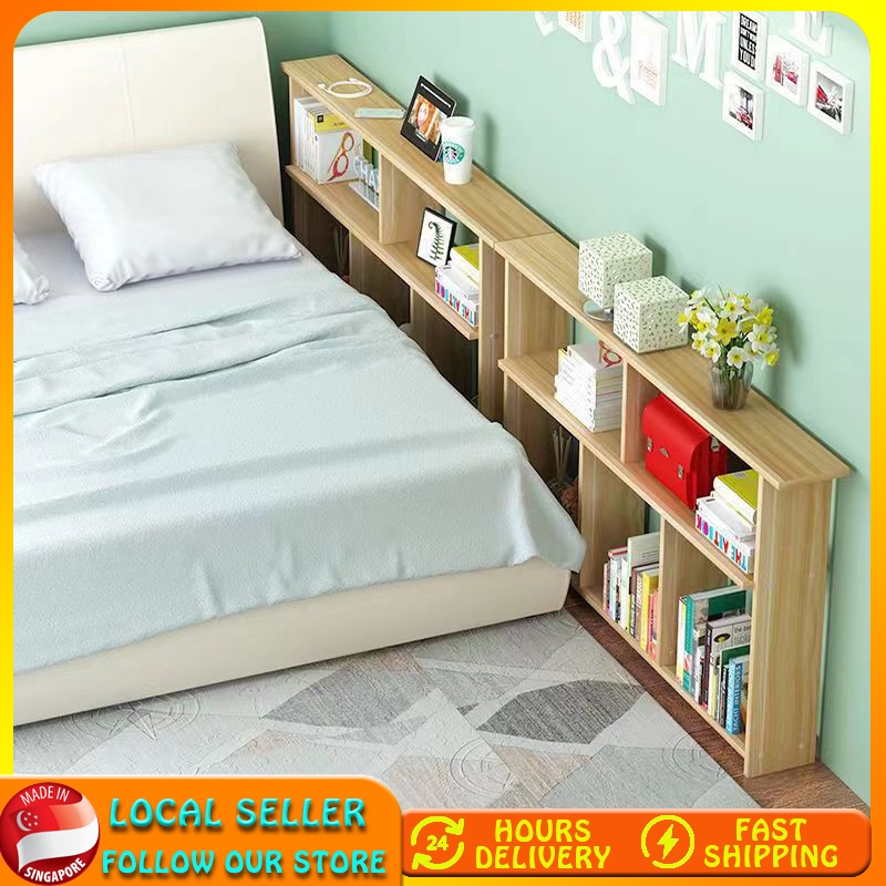 Side Cabinet Wooden Shelf Bedside Table Bedroom Storage rack Long ...