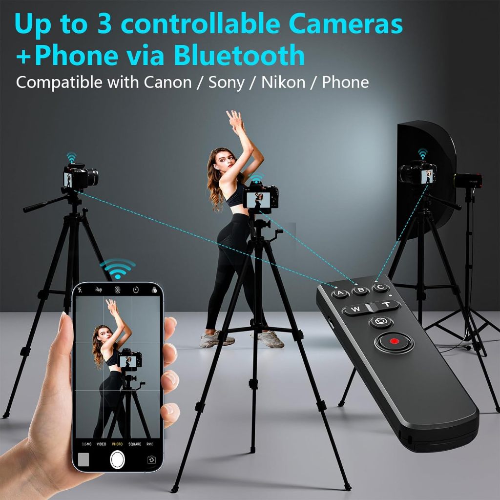 AODELAN 4 in 1 Bluetooth Wireless Remote Control BR-SS for Canon Sony Nikon and Phone, Camera ...