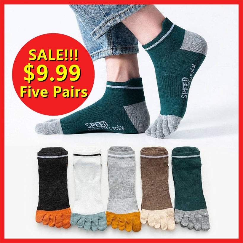 5 PAIRS Toe Socks Five-Toed Socks Boys Trendy Low-Toed Thin Five Finger ...
