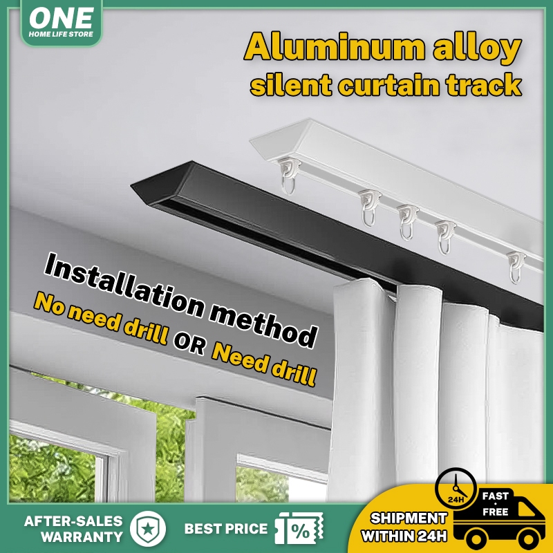 Mute curtain track slide rail V-thin track No need drill top mounted ...
