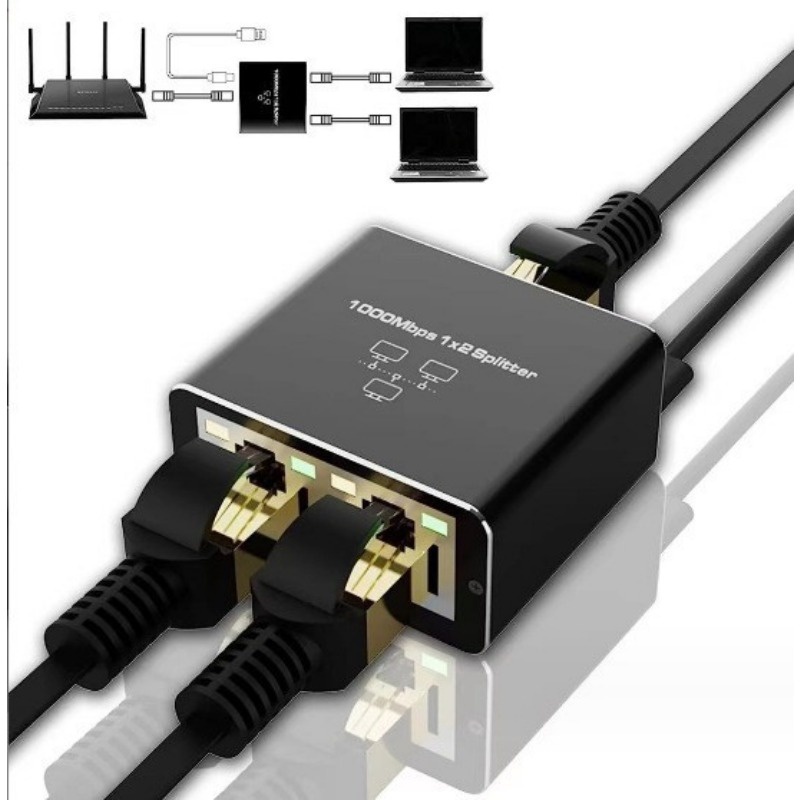 Rj45 Splitter 1 In 2 Out Ethernet Adapter Gigabit Internet Network Cable Extender Rj45 Connector