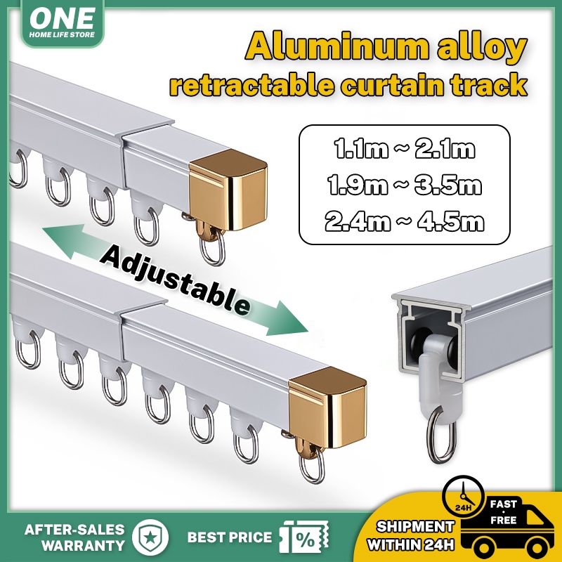 Aluminum alloy retractable curtain track adjustable silent curtain rail ...