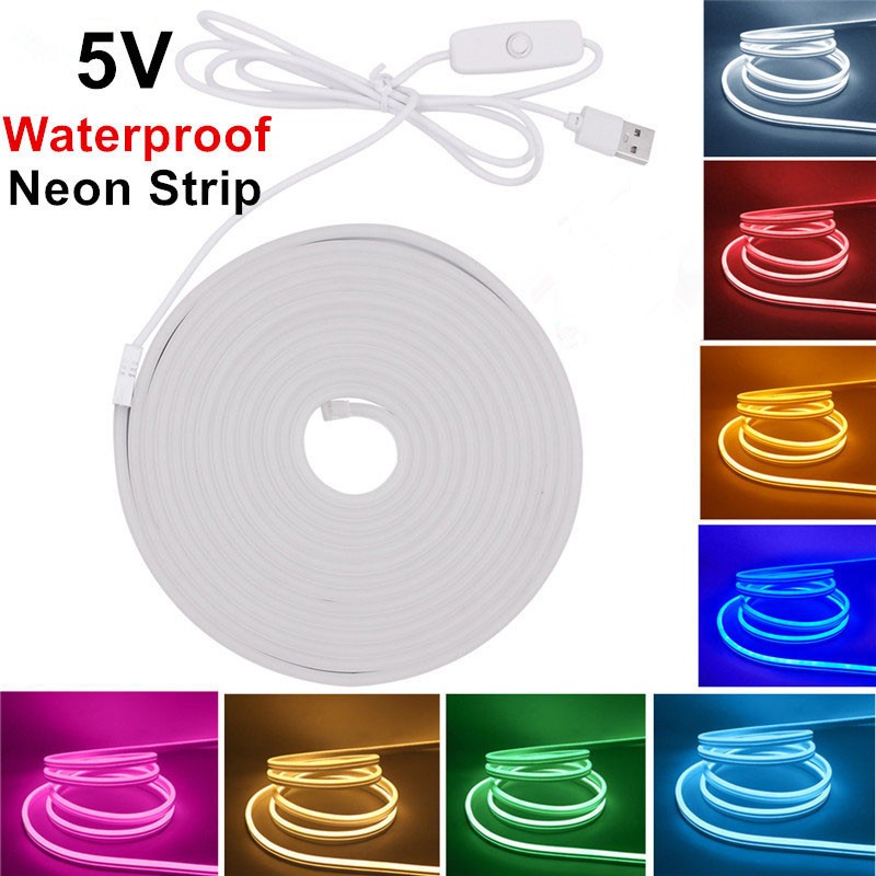 5V USB LED Neon Light Strip Waterproof Flexible Neon Sign Tape 2835 ...