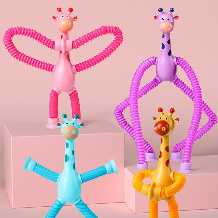 LED Telescopic Suction Cup Giraffe Toy Cartoon Puzzle Suction Cup ...