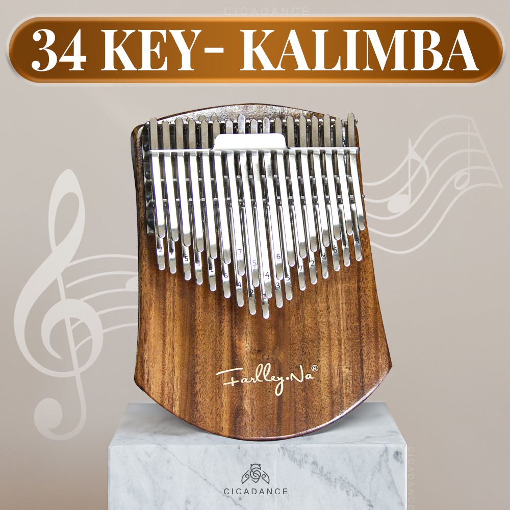 Professional kalimba 34 key Double Key Walnut/ Acacia/ Mahogany Thumb ...
