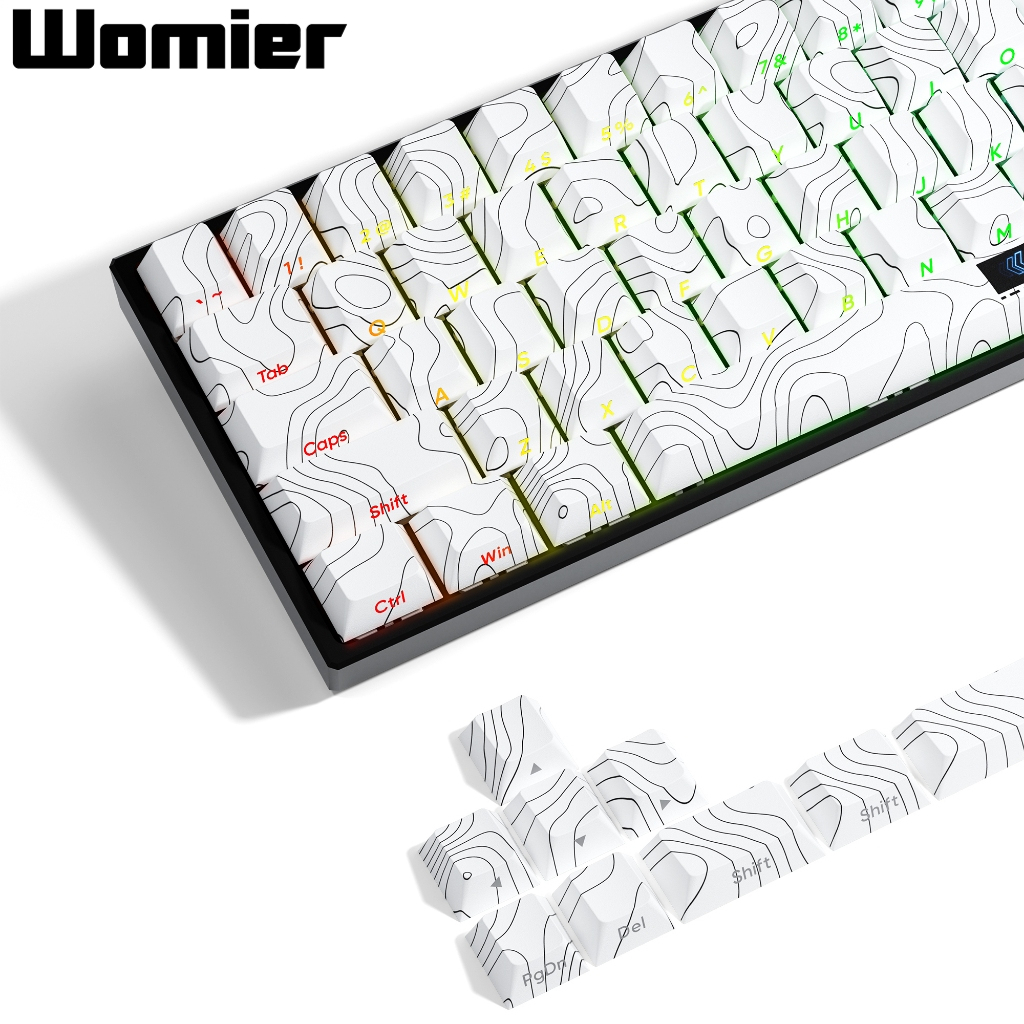 WOMIER 132 Keys Double-shot Dye Sub PBT Keycaps Shine Through Keycap ...