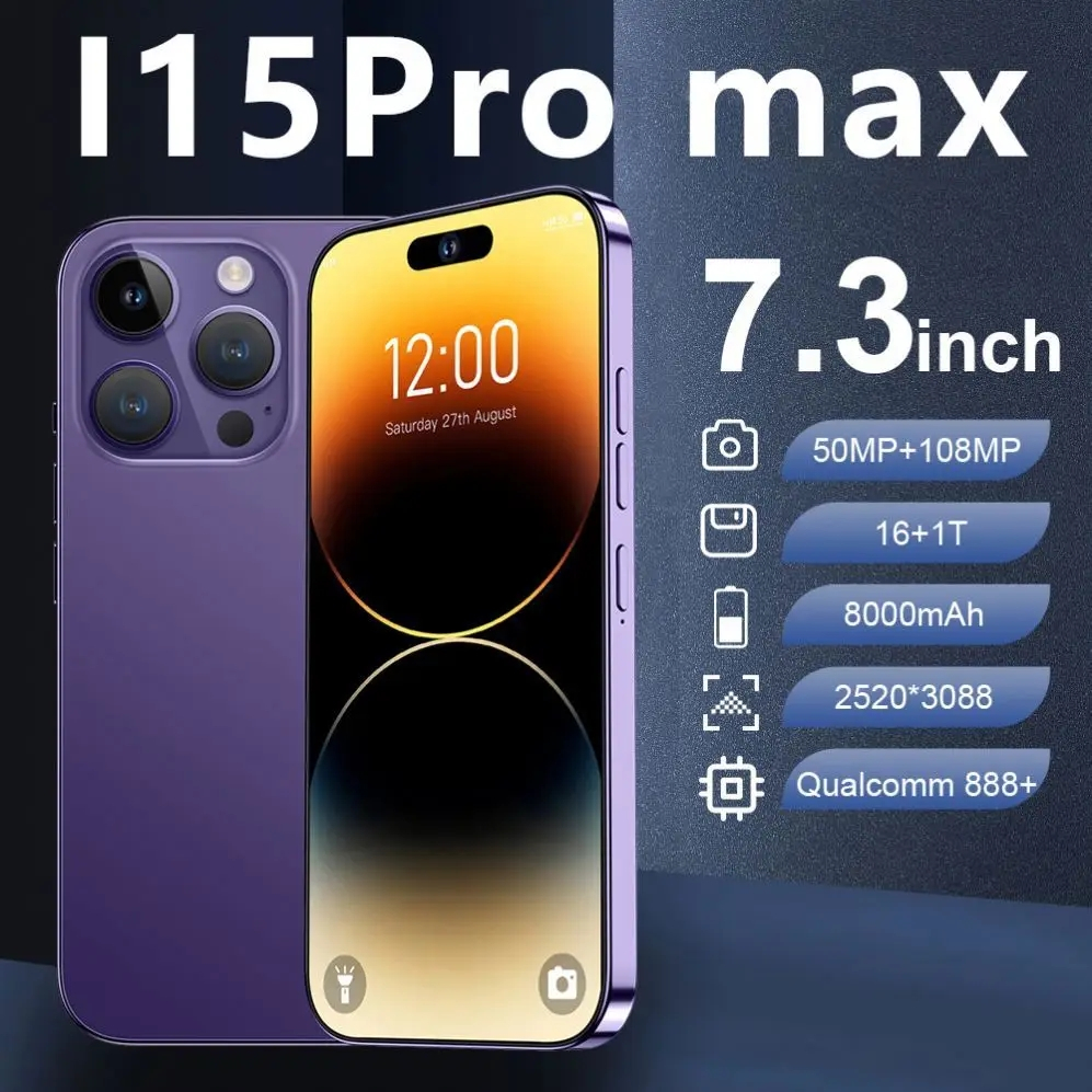 2023 New i15 pro max 6.8-inch Global version original smartphone 16GB+1TGB long standby time ...